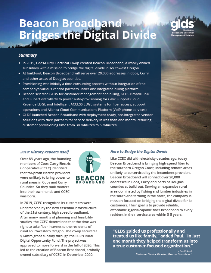 CASE STUDY: Beacon Broadband, GLDS & Calix - GLDS